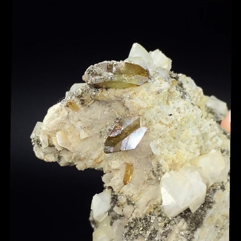 Titanite Sphene Crystals with Cleavelandite, Colusite & Adularia