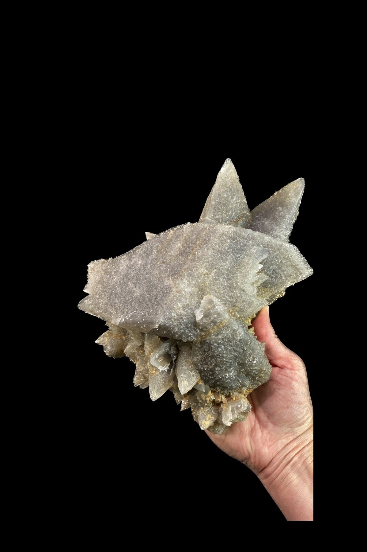 Scalenohedral “Dogtooth” Calcite Cluster with Minor Fluorite