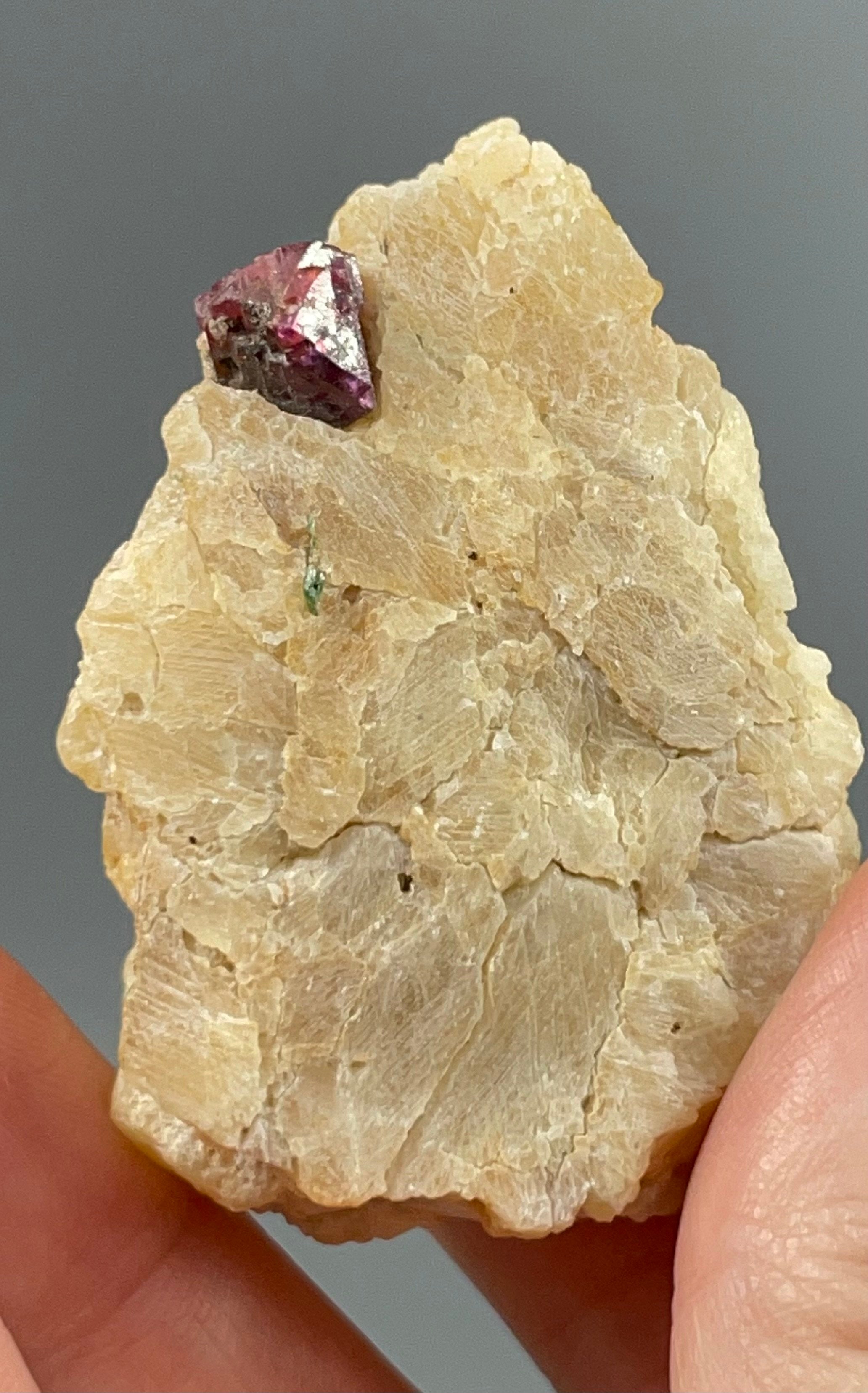 Red Spinel Crystal on Matrix - UV reactive